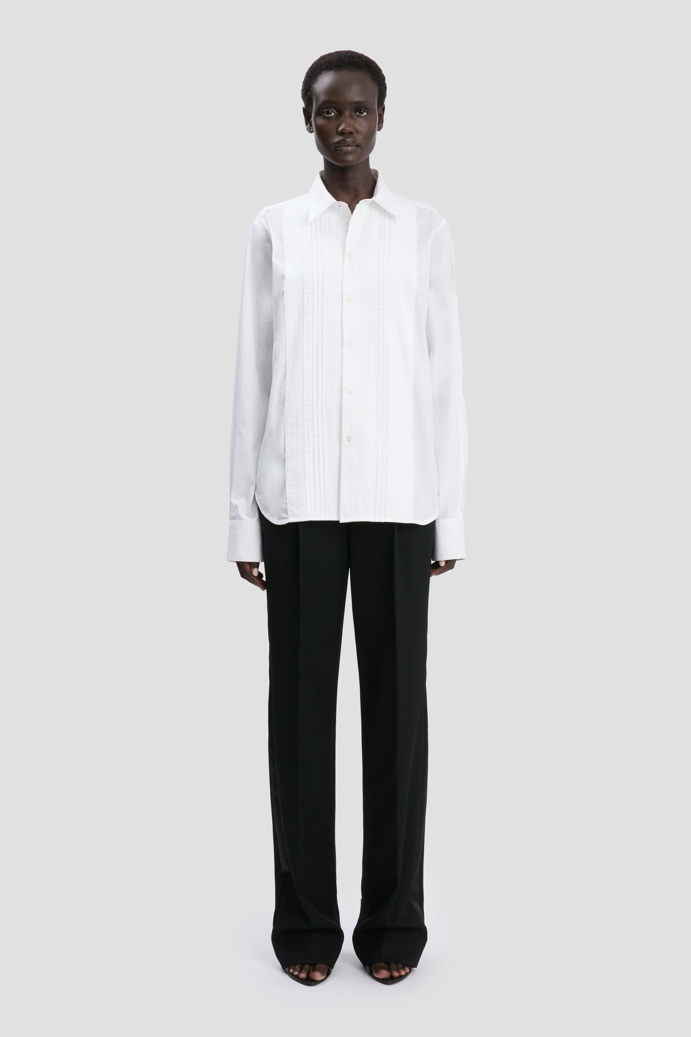 Pin Tuck Shirt In White – Victoria Beckham UK