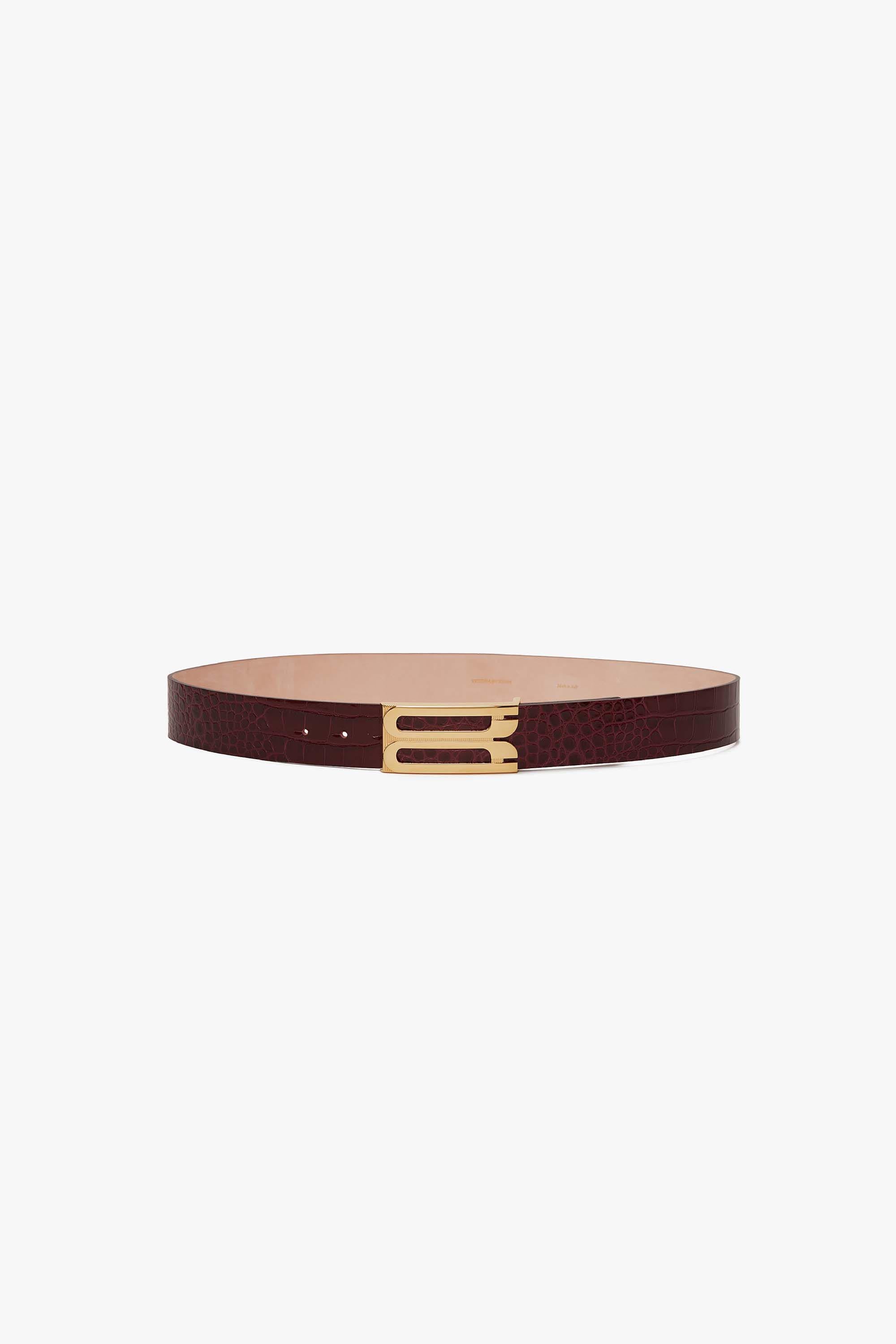 Jumbo Dorian Belt In Burgundy Croc Embossed Calf Leather – Victoria ...