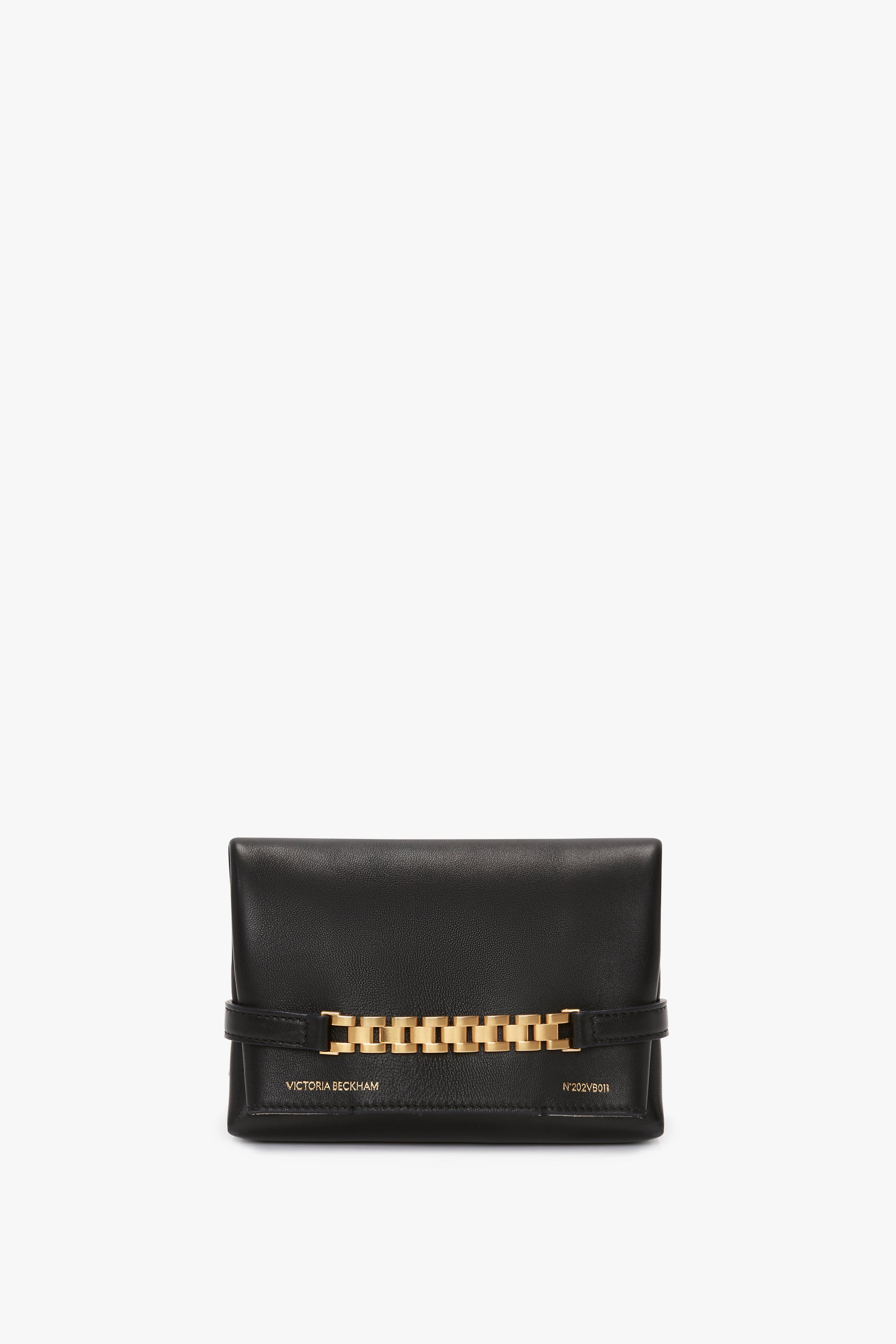 Mini Chain Pouch Bag With Long Strap In Black Leather – Victoria Beckham UK